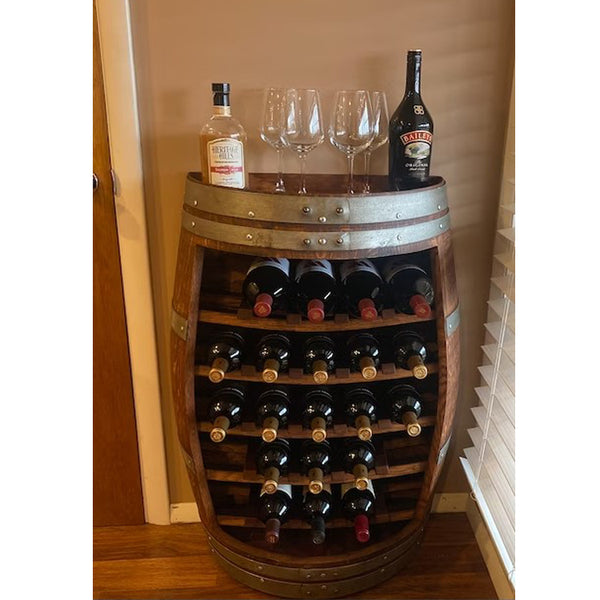 Half Barrel CABINET and Wine Rack - The Barrel Lady
