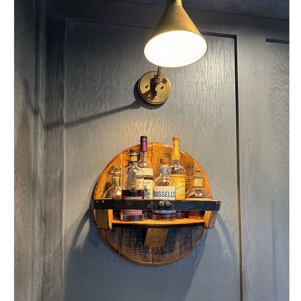 WHISKEY BARREL HEAD WALL SHELF - The Barrel Lady
