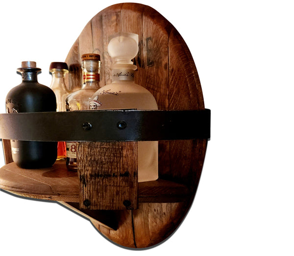 WHISKEY BARREL HEAD WALL SHELF - The Barrel Lady
